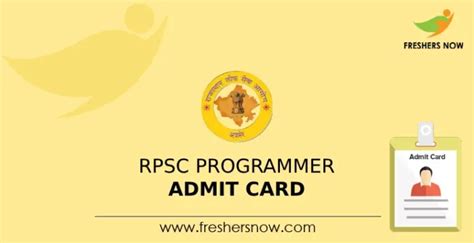 Rpsc Programmer Admit Card 2024 Out Exam Date