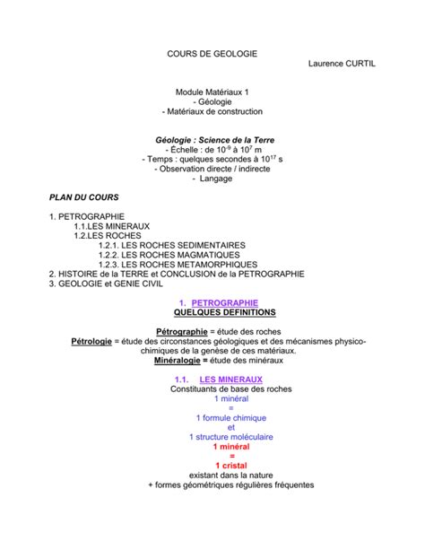 Cours De Geologie