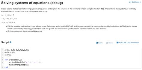Solved Solving Systems Of Equations Debug My Solutions Chegg