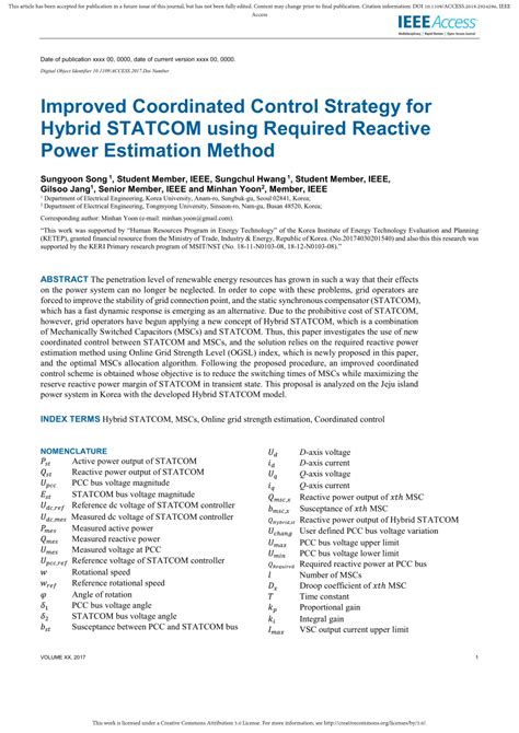 pdf improved coordinated control strategy for hybrid statcom using