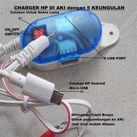 Jual Charger Hp Di Aki Motor Mobil Dengan Keunggulan Usb Port Colokan Micro Usb Colokan