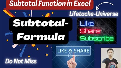 How To Use Subtotal Formula In Excel 3 Tips Of Subtotal Function In Excel Excel Learning