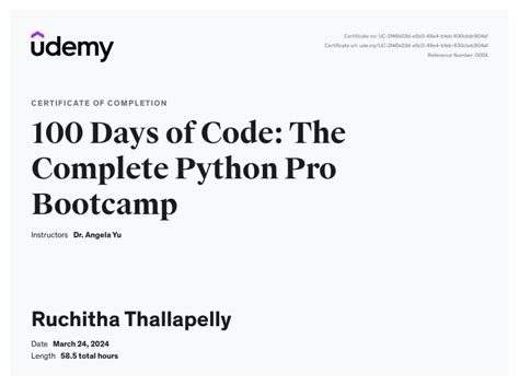 Ruchitha Thallapelly On Linkedin Pythonprogramming Udemycertification