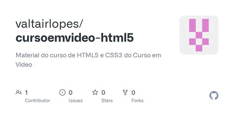 Github Valtairlopescursoemvideo Html5 Material Do Curso De Html5 E