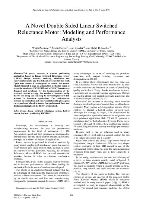 Pdf A Novel Double Sided Linear Switched Reluctance Motor Modeling And Performance Analysis