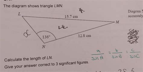 Solved The Diagram Shows Triangle Lmn Diagram N Accurately Calculate