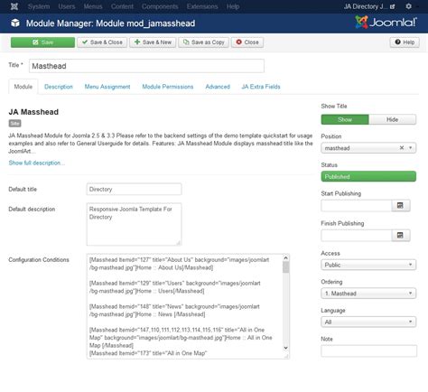 Module Configuration Joomlart
