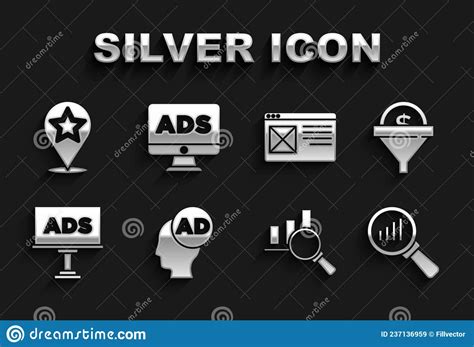 Set Advertising Lead Management Magnifying Glass And Analysis