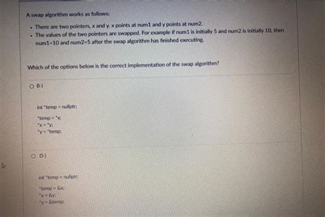 Solved A Swap Algorithm Works As Follows • There Are Two