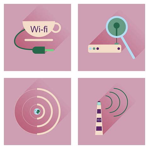 긴 그림자 Wi Fi 벡터와 평면 아이콘의 개념 Eps Ai Uidownload