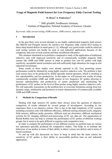 Pdf Usage Of Magnetic Field Sensors For Low Frequency Eddy Current