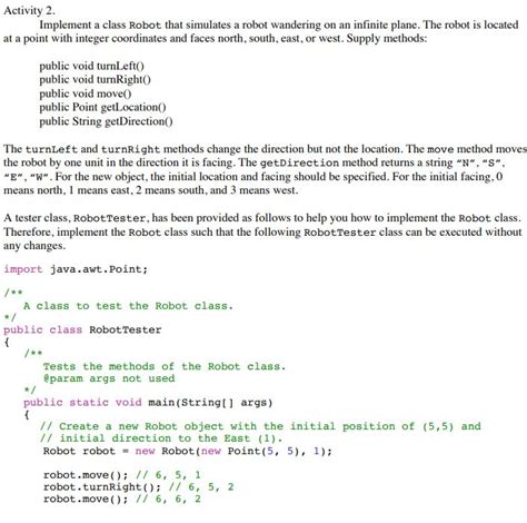 Solved Activity 2 Implement A Class Robot That Simulates A