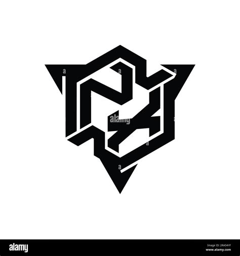 Nx Letter Logo Monogram Hexagon Shape With Triangle Outline Gaming Style Design Template Stock