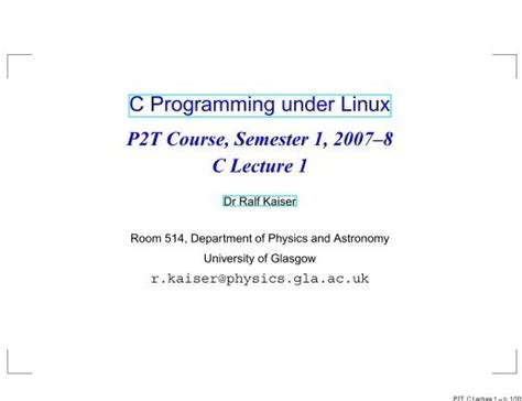 C Programming Under Linux University Of Glasgow