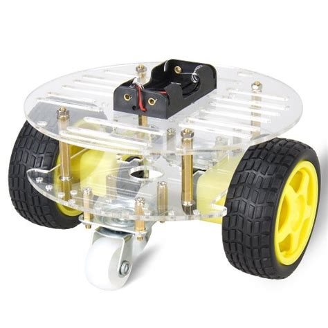 2wd Smart Car Sumo Caster Robot Round Chassis Arduino Kit 2 Layer Shopee Indonesia