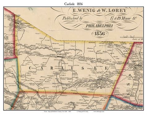 Carlisle New York 1856 Old Town Map Custom Print Schoharie Co Old