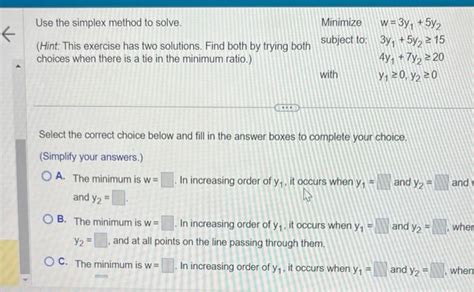 Solved Use The Simplex Method To Solve Hint This Exercise