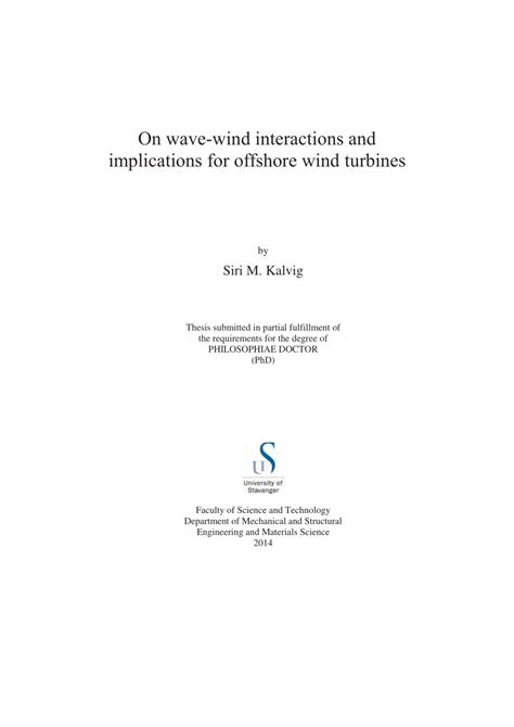 Pdf On Wave Wind Interactions And Implications For Offshore Wind Turbines