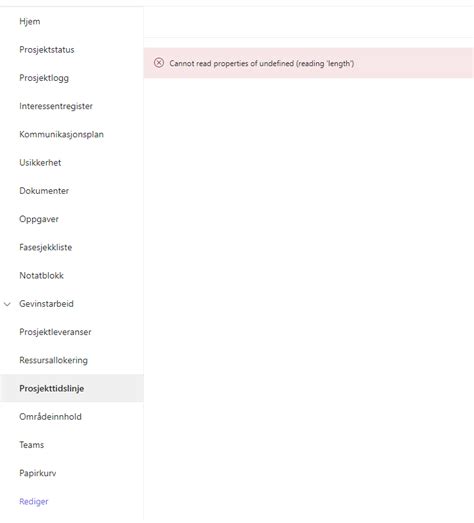 Prosjekttidslinje Cannot Read Properties Of Undefined Reading Length · Issue 755