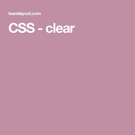 CSS Clear Css Clear Learning
