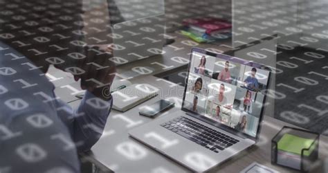 Image Of Binary Coding Over African American Businessman Having Image