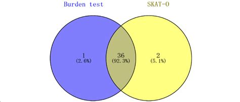the number of overlapped genes between burden test and skat o analysis