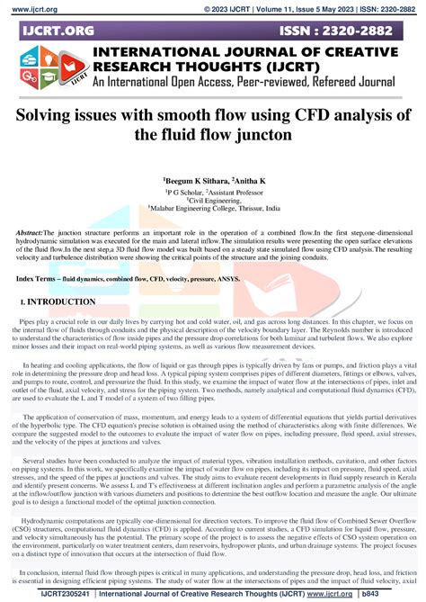 Solving Issues With Smooth Flow Using Cfd Analysis Of The Fluid Flow