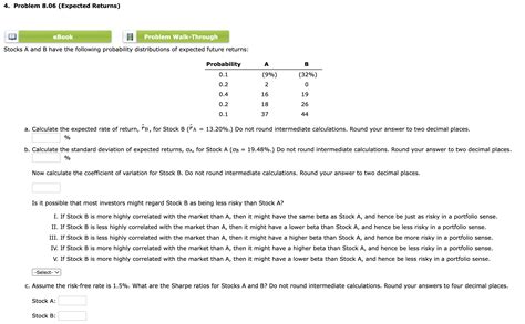 Solved Stocks A And B Have The Following Probability Dis