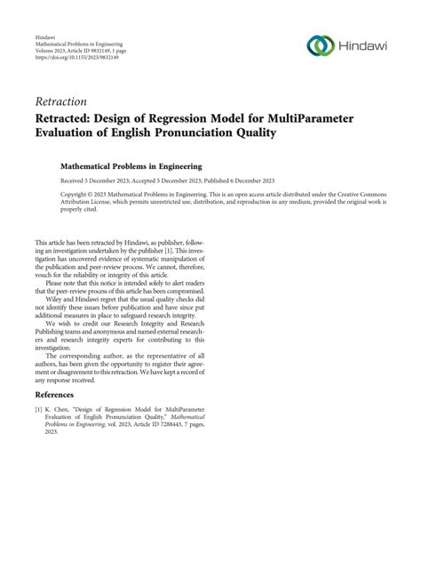 Pdf Retracted Design Of Regression Model For Multiparameter