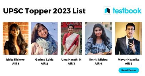 Upsc Topper 2023 List Rank Marksheet Statewise List