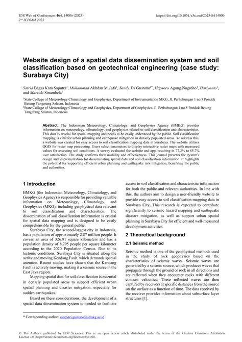 PDF Website Design Of A Spatial Data Dissemination System And Soil Classification Based On
