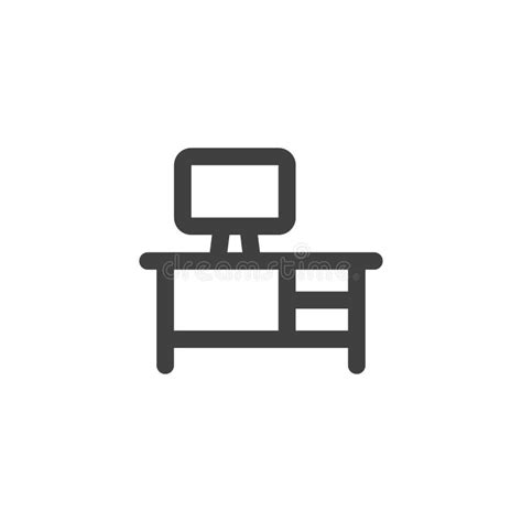 Desktop Computer Workstation Line Icon Outline Vector Sign Linear Style Pictogram Isolated On