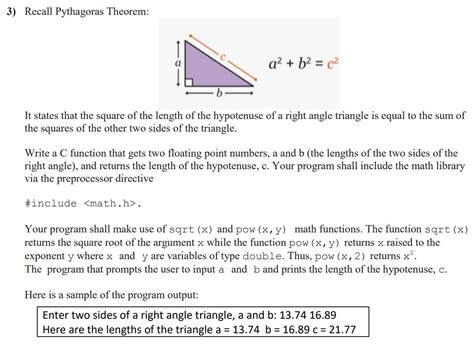 Solved 3 Recall Pythagoras Theorem It States That The Solved 3 Recall Pythagoras Theorem It States That The