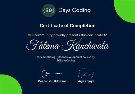 Im Excited To Share That Ive Just Earned My Python Development Certificate From 30dayscoding