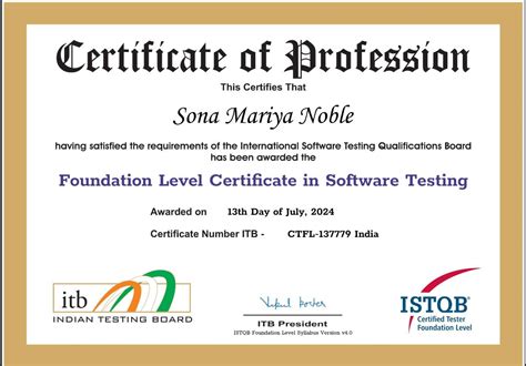 Istqb Softwaretesting Certification Sona Mariya Noble