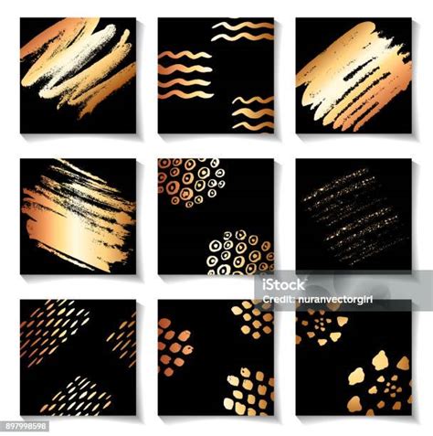 손 그리기 배경 브러시 획 요소 청동 잉크 브러쉬 그런 지 스퀘어 패턴의 설정 0명에 대한 스톡 벡터 아트 및 기타 이미지 0명 검은색 그런지 이미지 기법 Istock