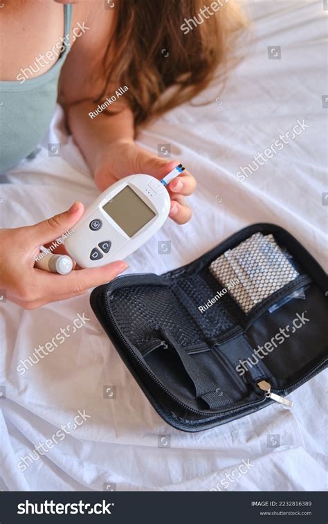 Girl Inserts Test Strip Into Glucometer Stock Photo Shutterstock