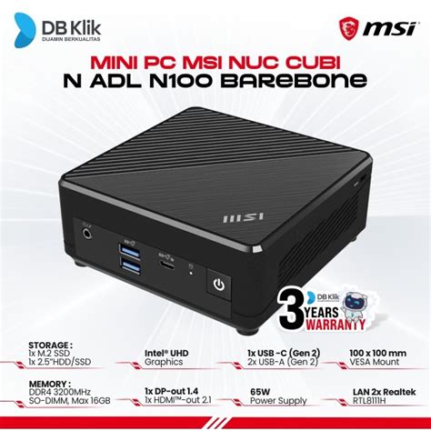 Promo Mini Pc Msi Cubi N Adl N Barebone Cicil X Jakarta Pusat Dbklik Indonesia