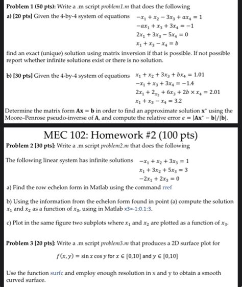 Solved Problem 1 50 Pts Write A M Script Problem 1m