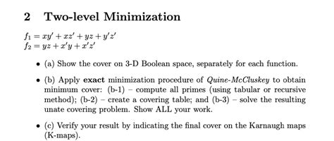 Solved 2 Two Level Minimization F1 Xy Xz Yz Yz