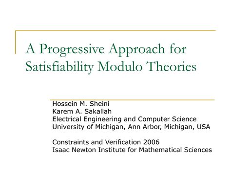 Ppt Progressive Approach For Satisfiability Modulo Theories