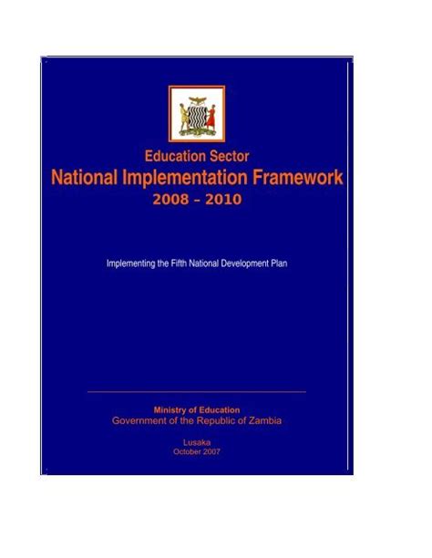 Zambias Education Sector National Implementation Framework