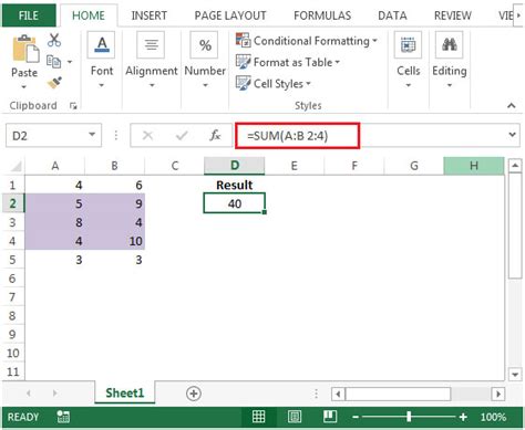 Sum Formula In Microsoft Excel