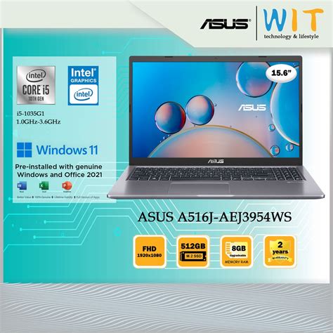 ASUS LAPTOP 15 A516J-AEJ3954WS / A516J-AEJ3955WS / i5-1035G1 / 8GB-24GB ...