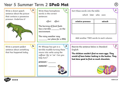 Year 5 Summer Term 2 Spag Activity Mat 4 Pdf Language Arts And Discipline