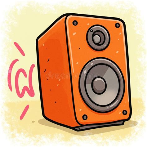 Orange Speaker Illustration Featuring A Rectangular Shape With Two Circular Speaker Stock