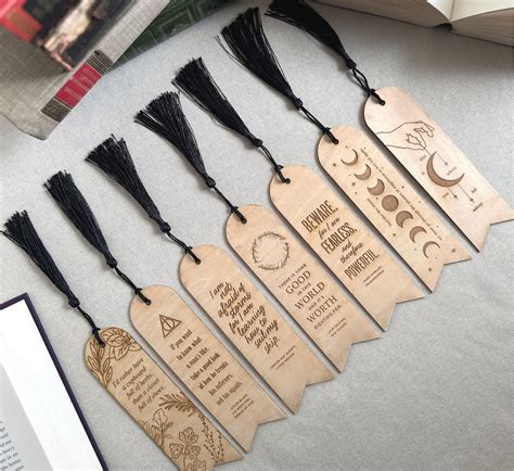 Laser Engraved Wooden Bookmarks Etsy