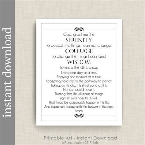 Full Serenity Prayer Printable Trinitybool