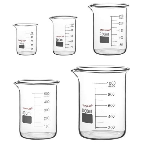 Stonylab Glass Beaker Set Borosilicate Glass Graduated Low Form