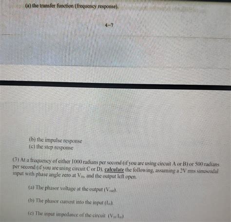 Solved A The Transfer Function Frequency Response 4−7